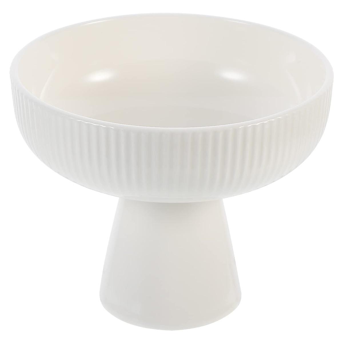 Yardwe Ceramic Footed Bowl Decorative Fruit Holder Dessert Display Stand for Kitchen Counter Centerpiece Table (4.7 Inches in Diameter, White)
