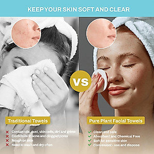 Premium Quality Plant-based Disposable Facial Wipes - 240 Ct, Soft, Baby Wipes, Cleansing Facial Towelette, Makeup remover wipes, Ultra Absorbent and Durable, Chemical-Free Lint-free