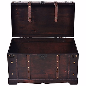 Festnight Treasure Chest Wood Storage Box Trunk Cabinet Collection Furniture Decor 26" x 15" x 15.7" (L x W x H)