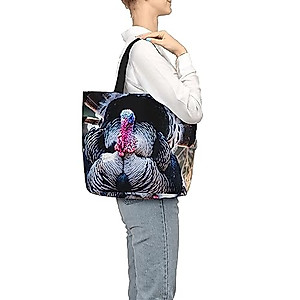 VACSAX Tote Bag for Women Reusable Shopping Bags Thanksgiving Turkey Print Shoulder Handbag Aesthetic Totes for Grocery