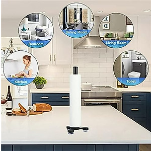 Paper Towel Holder Suction Cup Vertical Movable Removable Roll Paper Holder for Kitchen Cling Film Restaurant and Living Room Roll Paper Home Decor (1) Sponge Holder for Sink (Black, One Size)
