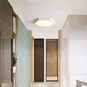 DOGACA Modern Hexagon LED Ceiling Light Fixture with Remote Dimmable Flush Mount Ceiling Lamp for Hallway Stairway Hearth Kitchen Porch Entryway-White Light 40cm