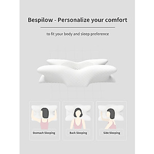 Bespilow Cervical Pillow for Neck and Shoulder Pain Relief,Contour Memory Foam Pillow with Hole,Ergonomic Orthopedic Neck Support Pillow for Side,Back and Stomach Sleepers with Breathable Pillowcase