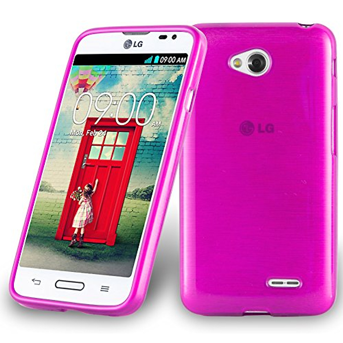 Cadorabo Case Compatible with LG L70 (1.SIM) in Pink - Shockproof and Scratch Resistant TPU Silicone Cover - Ultra Slim Protective Gel Shell Bumper Back Skin