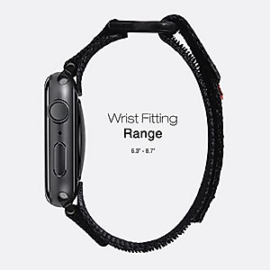 Nereides Compatible with Apple Watch Band Series 8/7/6/5/4/3/2/1/SE, Nylon Sports Strap with Woven Design for 42mm/44mm/45mm 38mm/40mm/41mm (38mm/40mm/41mm, Black)