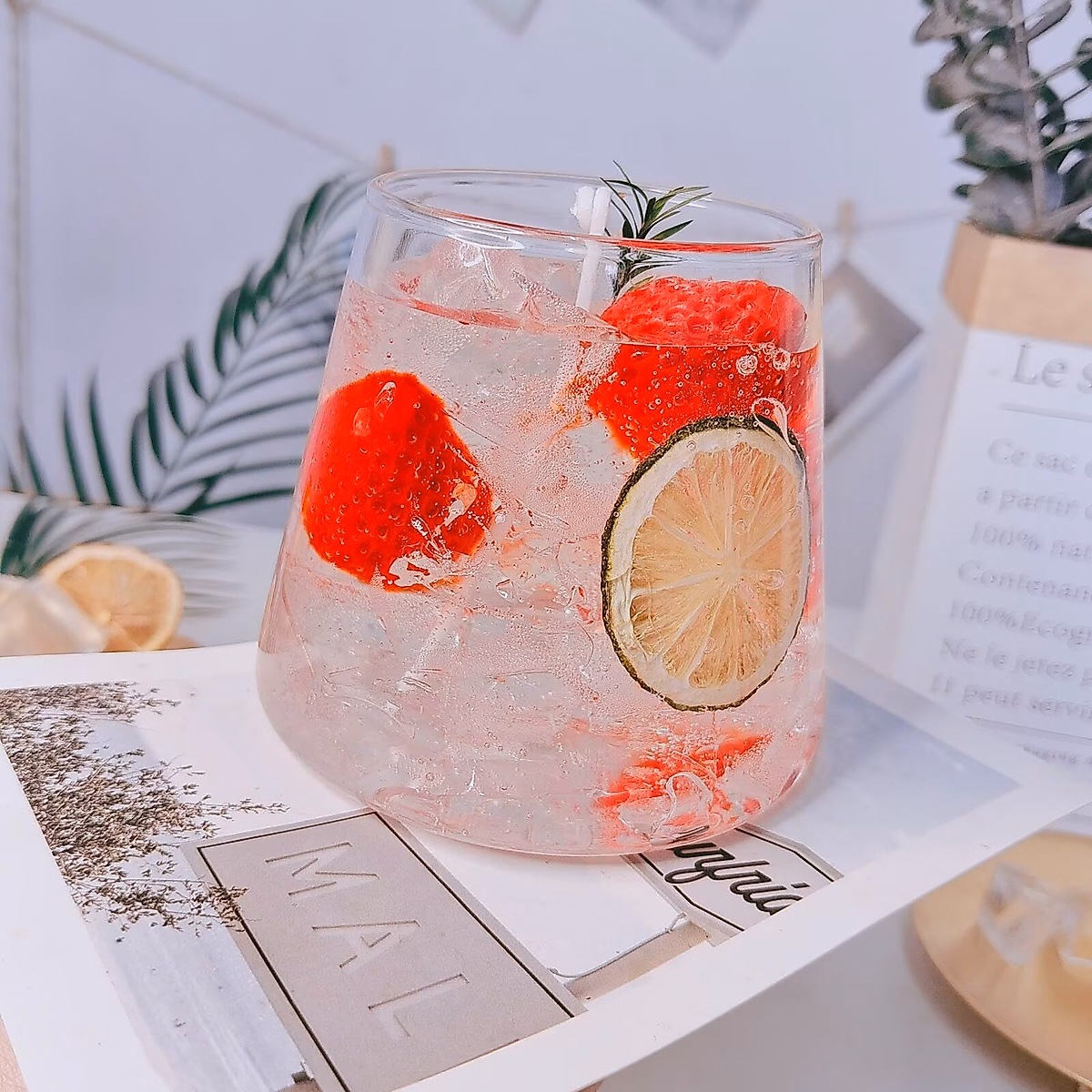 Decorative Jar Candles for Home Scented Aromatherapy Candle Long Lasting Cute Candles Gift for Women Mother's Thanksgiving Day Birthday Present Unique Jelly Wax Candle Strawberry