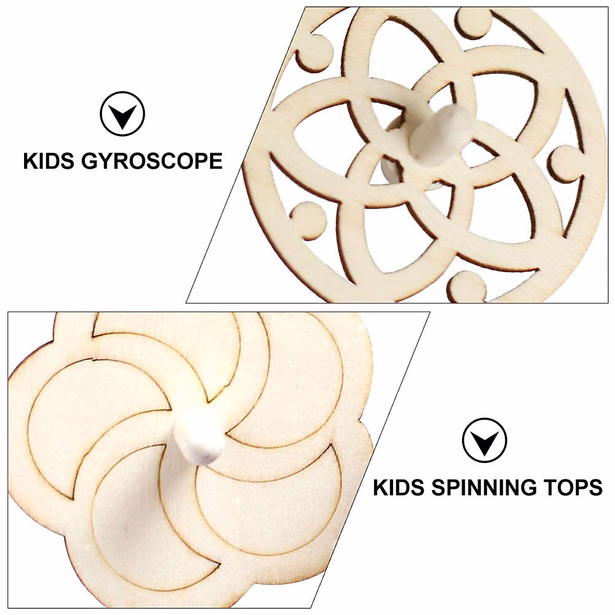 STOBOK Kids Gyroscope DIY Wooden Tops, 20pcs Unfinished Tops DIY Coloring Pattern Wooden Gyroscope Hollow Tops Handicrafts Toy Ready to Decorate Spinners, Wood Craft for Kids Unfinished Wood Gyro