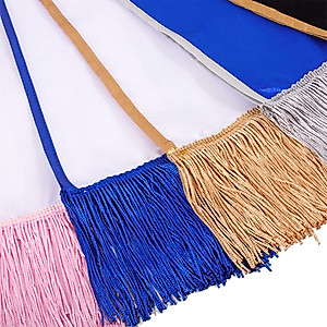 Party to Be Plain Sash with Tassels Blank Satin Sash for Adults 3.9" Wide x 74.8" in Total Length (White with golden border)