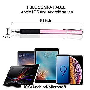 Stylus pens for Touch Screens(2 Pcs),Universal Stylus,[2-in-1] 2022 Updated Pens for All Touch Screens Cell Phones, Tablets, Laptops with 6 Replacement Tips(4 DiscsTips, 2 Fiber Tips)