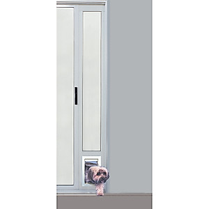Ideal Pet Products Aluminum Pet Patio Door, Adjustable Height 77-5/8" to 80-3/8", 5" x 7" Flap Size, White