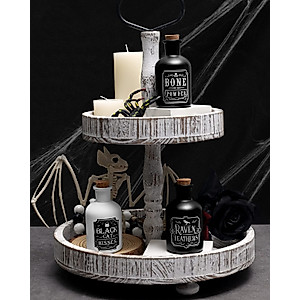 Halloween Centerpieces Potion Bottles with Cork Stopper Black and White Halloween Party Hocus Pocus Glass Tiered Tray Jar Decorations Spooky Mini Vases decor for Indoor Table Living Room Set of 3