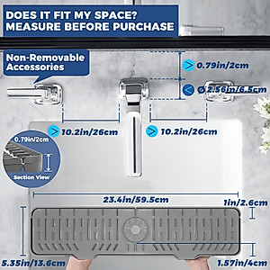 24" Kitchen Sink Faucet Splash Guard Plus Size Silicone Sink Faucet Drying Mat Faucet Handle Drip Catcher Tray Dish Sponge Holder Kitchen Sink Accessories Protector Home Organization Gadgets Organizer