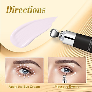 Caffeine Eye Cream for Bags Puffiness: Under Eye Treatment for Dark Circles Puffy Eyes with Eye Roller