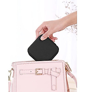 ZPROW Travel Jewelry Case, Mini Portable Jewelry Travel Boxes, Small Jewelry Organizer for Rings, Earrings, Pendants, Watches, Necklaces, Lipsticks Organizer Storage Holder Case (Black)