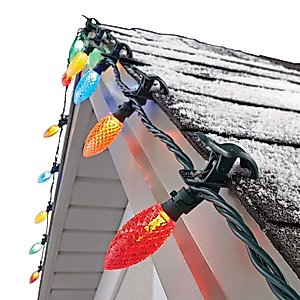 Noma C9 LED Quick Clip Christmas Lights | Built-in Clip-On String Lights | 100 Multi-Color Bulbs | 66.8 Foot Strand 
