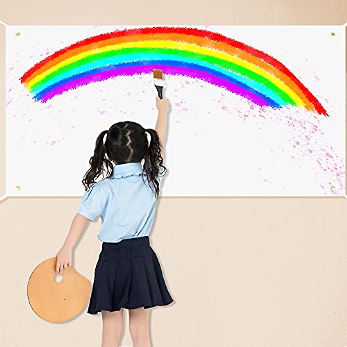 SUMERSHA 2 Pack Large Blank Banners, 2 x 4 Feet Polyester Oxford Cloth White Banner with Hanging Rope for Wall Signs, DIY Painting, and Writing, Indoor Outdoor Display and Party Decoration