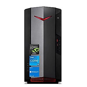 Acer Nitro 50 Gaming Desktop, Intel Core i5-12400F, NVIDIA GeForce GTX 1650, 16GB RAM, 1TB PCIe SSD, HDMI, RJ45, Wired KB & Mouse, Wi-Fi 6, Windows 11 Home, Black, (Nitro N50-640)