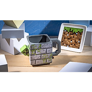 Zak Designs Minecraft Ceramic Sculpted Mug and Plate Set for Coffee, Tea, Breakfast or Dessert, 3D Character Collectible Keepsake (2-Piece, Non BPA, Creeper)