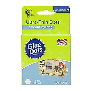 Glue Dots, Ultra-Thin Dots, Double-Sided, 3/8", 300 Dots, DIY Craft Glue Tape, Scrapbooking Dots, Sticky Adhesive Glue Points, Liquid Hot Glue Alternative, Clear
