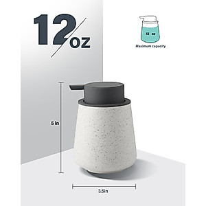 Foam Hand Soap Dispenser - 12 oz Bathroom Lotion Hand Pump Dispenser, Ceramic Foaming Soap Dispenser with Grey Removable Pump for Kitchen Hand Wash Dispenser, Speckled Matte Beige