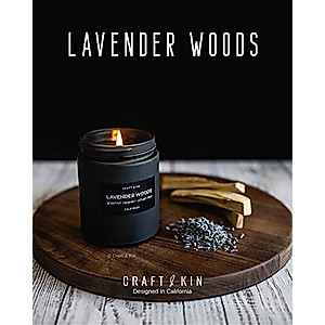 Scented Candles for Men | Lavender and Wood Scented Candles | Soy Candles, Mens Candle, Woodwick Candles | Masculine Candle, Long Lasting Candles | Black Lavender Candles for Home