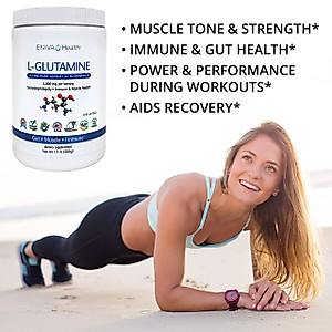 Eniva Health L-Glutamine Pure Powder, Unflavored (101 Servings) | Vegan, Gluten-Free, Sugar-Free, Non-GMO | Doctor-Formulated, USA Made | Gut Health, Leaky Gut, Bloating, Muscle Health, Immune System