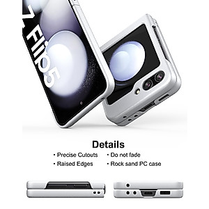 Eastcoo Slim Fit Galaxy Z Flip 5 Case, [Hard PC Back] [Frosted Feel] [Wireless Charging Support] Lightweight Shockproof Case Cover for Samsung Galaxy Z Flip5 (2023), Silver