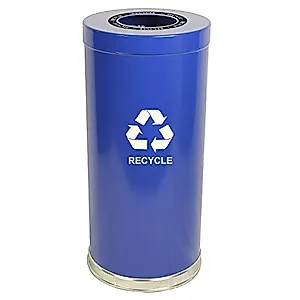 Witt Industries 15RTBL-1H Steel 24-Gallon 1 Opening Recycling Container with 1 Metal Liner, Legend "Recycle", Round, 15" Diameter x 32" Height, Blue