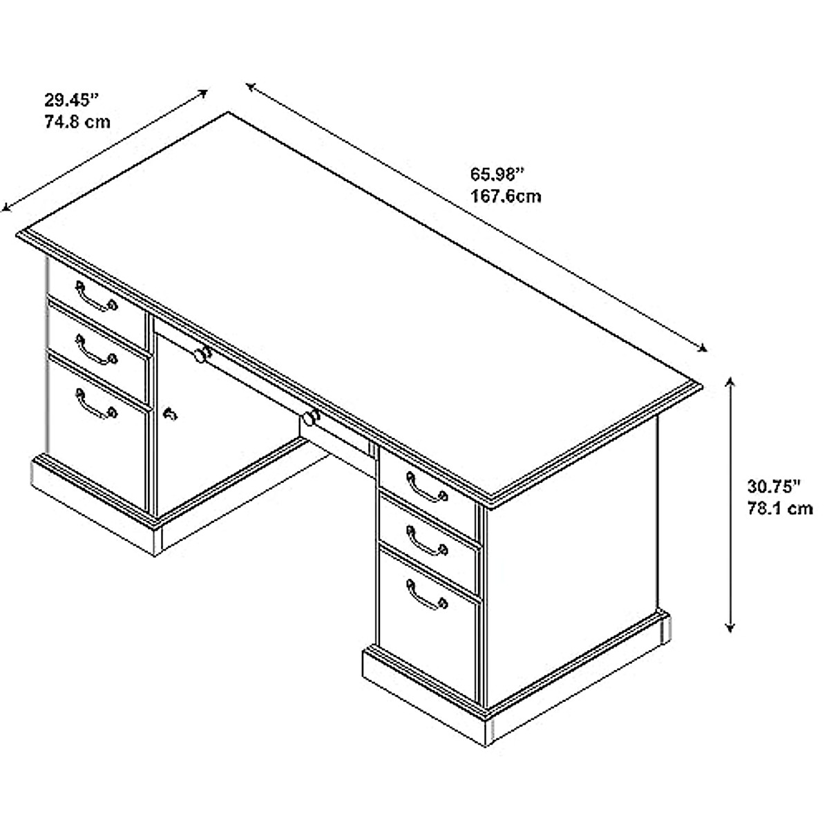 Bush Furniture Kathy Ireland Home Bennington Manager's Desk, Harvest Cherry