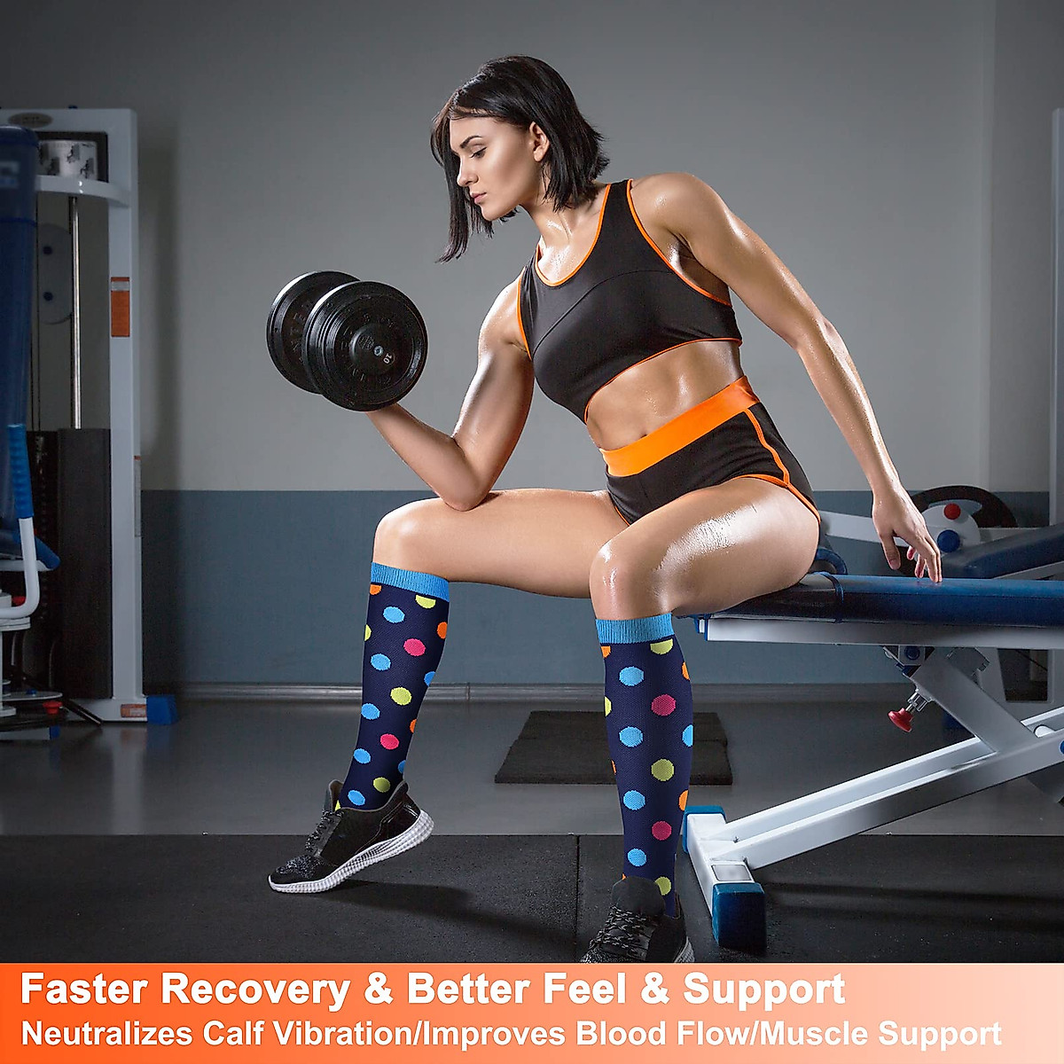 FEYHAY Copper Compression Socks(8 Pairs) for Men & Women 15-20 mmHg is Best Athletic & Daily for Running Flight Travel Climbing (Large-X-Large, 05 navy/Gray/Black)