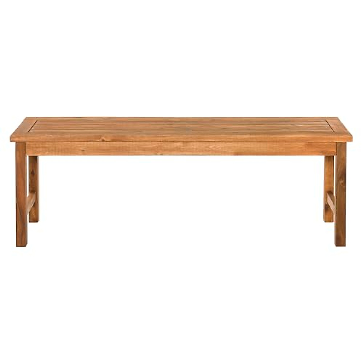 Walker Edison Rendezvous Modern Solid Acacia Wood Slatted Patio Bench, 53 Inch, Brown