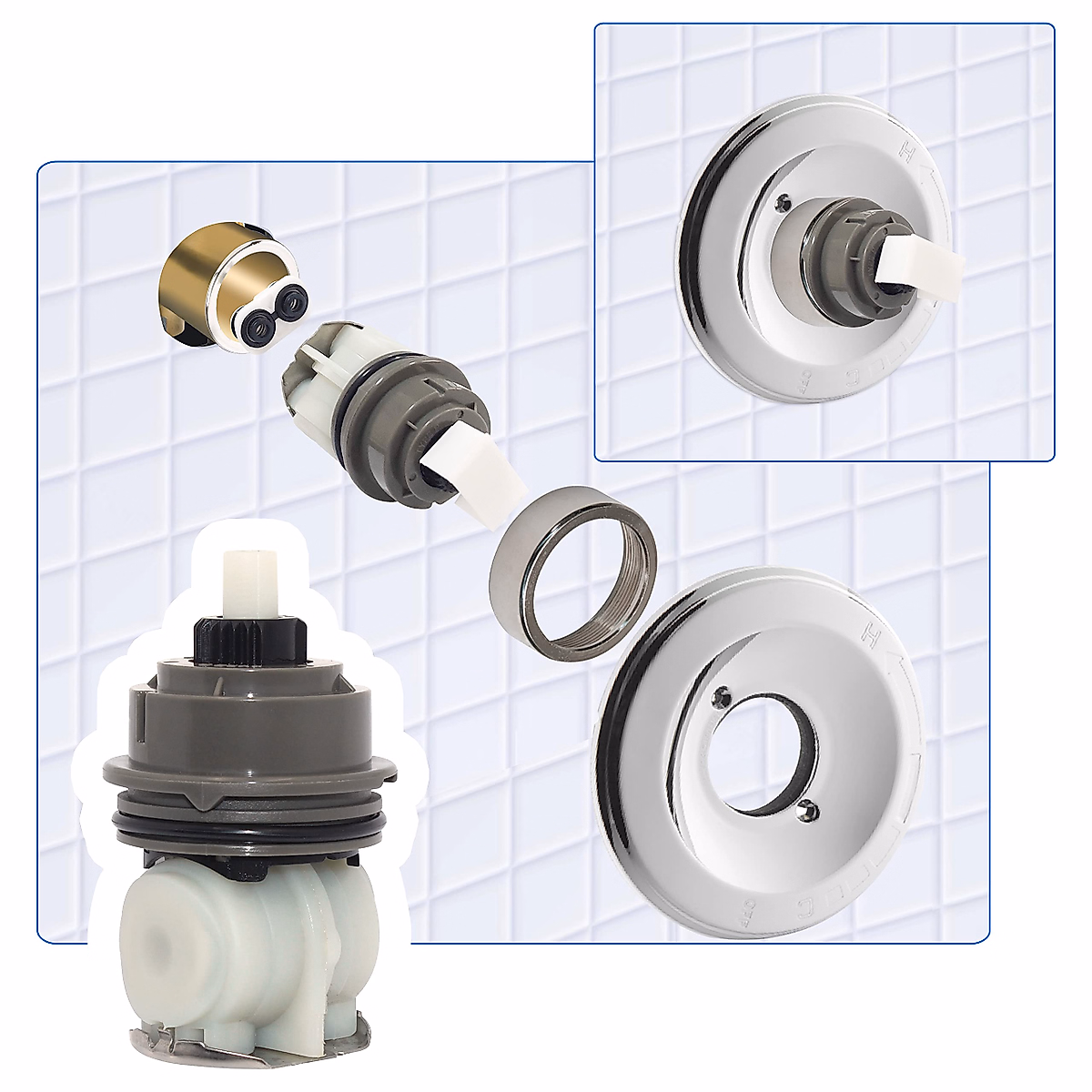 Cartridge Assembly RP46463 Rplacement For Delta Monitor 17 Series (2006-Present) Shower Faucet, Chrome