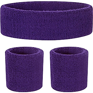 80s Sweatbands and Wristbands, Neon Sweatbands 80s, Sports Headband and Wristband Sets in 5 Colors