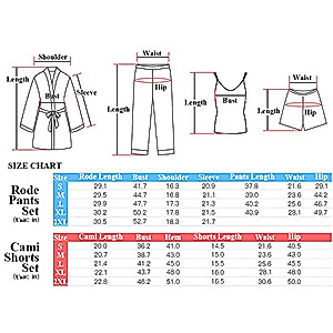 Arwser Women's Silk Satin Pajamas Set 4 Pcs Sleepwear Cami Top Pjs with Shorts and Robe White
