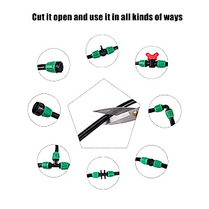 FULAIERGD 1/2” PVC Garden Irrigation Tubing Hose 52FT(16M),（OD:16mm,ID:12mm） with Lock Connector for Drip Irrigation System