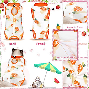 3 Pieces Cat Recovery Suit Kitten Recovery Suit E-Collar Alternative for Cats and Dogs Abdominal Skin Anti Licking Pajama Suit (Fruit Pattern, Medium)