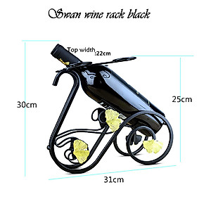 Homya Wine Rack - Under Cabinet Goblet Wine Bottle Holder Glass Storage Rack Metal Storage Rack for Easy Access and Storage of Wine Glasses Black Swan 4 Glasses + 1 Bottle