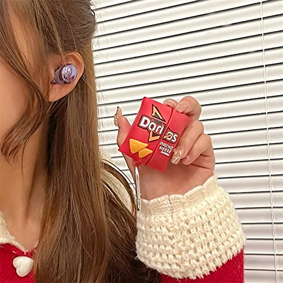 Compatible with Samsung Galaxy Buds2 pro/Buds Live/Buds pro/Buds 2 Charging Box,3D Cute Cartoon Funny Potato Chips Silicone Earphone case with Hook
