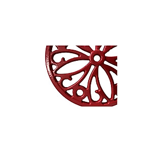 Trivet 7.8 Inch, Cast Iron Trivet with Rubber Pegs/Feet Non-Slip, Rustic Trivets for Hot Pots and Pans, Decorative Kitchen Trivet Mats Hot Pads Pot Coasters(2 Pack) (Red) (RED)