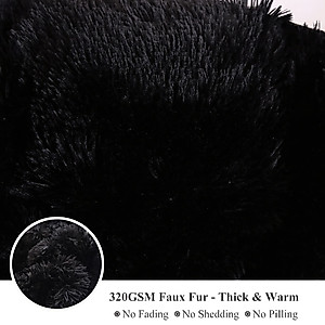 XeGe Soft Plush Body Pillow Cover, 20x54 Big Fluffy Body Pillowcase, Boho Faux Fur Fuzzy Long Decorative Pillow Sham for Bedroom Sofa Couch, Solid Shaggy Throw Bed Pillow Case Black