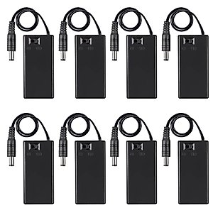 AEDIKO 8pcs 9V Battery Holder 9V Battery Holder with ON/Off Switch 9V Battery Case with DC 5.5 x 2.1mm 9V Battery Case Holder with Cover Storage Case Holder
