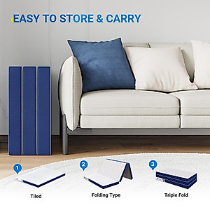 Avenco Folding Mattress Full, Trifold Mattress 4 Inch Memory Foam for Guest Room/Caravan/Camping/Travel Mattress, Tri Folding Mattress Portable with Removable Cover & Non-Slip Bottom, 75"x54"x4"