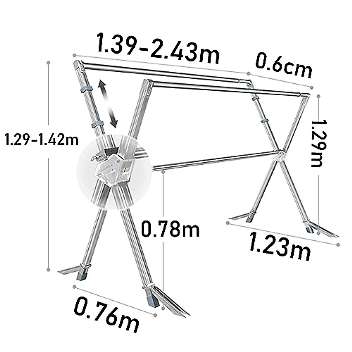 HJXGQJM Stainless Steel Laundry Drying Rack, Retractable Drying Rack,Foldable Portable Space Saving Clothes Drying Rack, for Laundry, Bathroom, Balcony, Windproof Feet for Stable Load Bearing