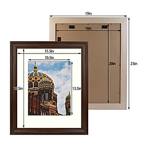 Golden State Art, 16x20 Photo Frame with 11x14 Ivory Picture Mat and Real Glass - 1.8-inch Width (Brown)