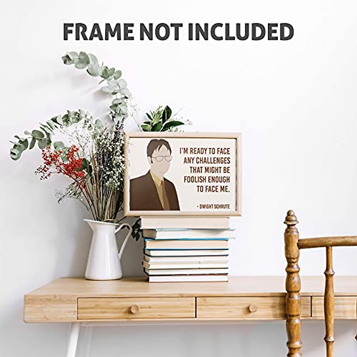 Dwight Schrute Quotes Set of 2 Wall Art Prints - Challenges/Idiot Quotes Artwork Posters - Funny Gift for Office Fans - 8x10 - Unframed