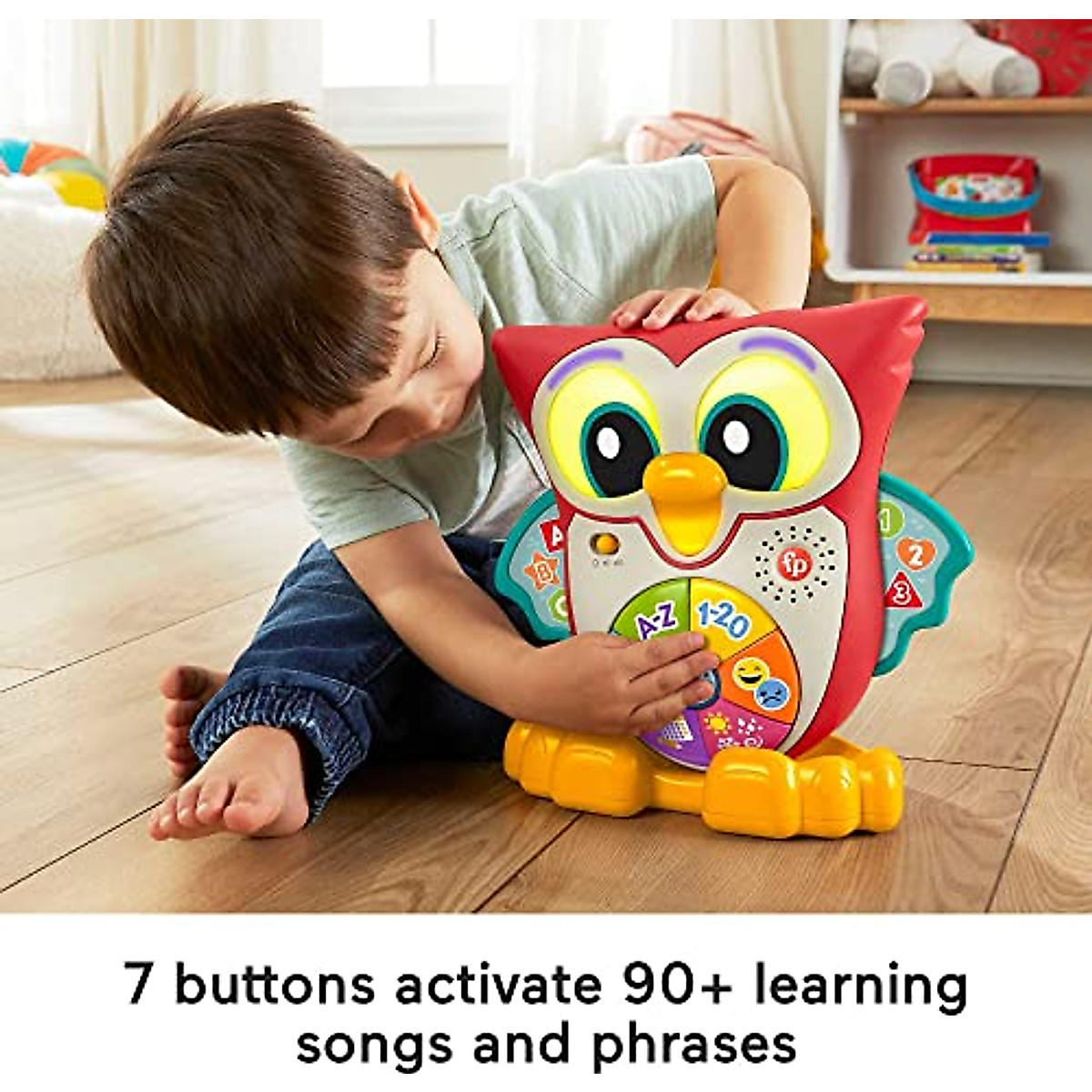 Fisher-Price Linkimals Toddler Learning Toy Light-Up & Learn Owl With Interactive Lights Music & Motion For Ages 18+ Months