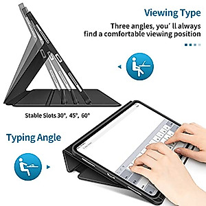 BuKoor iPad Pro 12.9 inch Case 6th Generation (2022) 5th/4th/3rd Generation (2021/2020/2018) with Pencil Holder, Auto Sleep/Wake,Vegan Leather Smart Cover (Black)