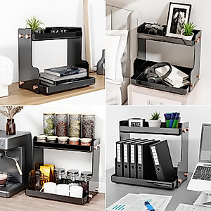 2 Tier Bathroom Counter Organizers And Storage, for Vanity, Kitchen, Office Countertop Organizer, Bathroom Counter Shelf, Double Countertop Makeup Organizer, Vanity Trays for Bathroom (Black)