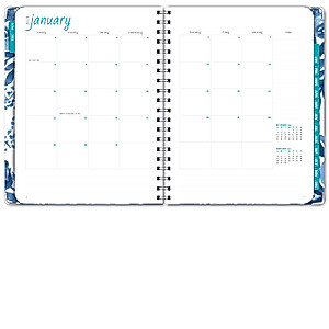 HARDCOVER 2023 Planner: (November 2022 Through December 2023) 8.5"x11" Daily Weekly Monthly Planner Yearly Agenda. Bookmark, Pocket Folder and Sticky Note Set (Blue Bloom)