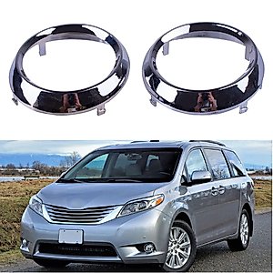 SixBuys Fog Driving Light Lamp Chrome Bezel Trim Ring Compatible with Toyota Sienna SE Mini 3.5L DOHC Naturally Aspirated 2011-2017 Replace 5271308020 TO1038150 5271208020 TO1039150